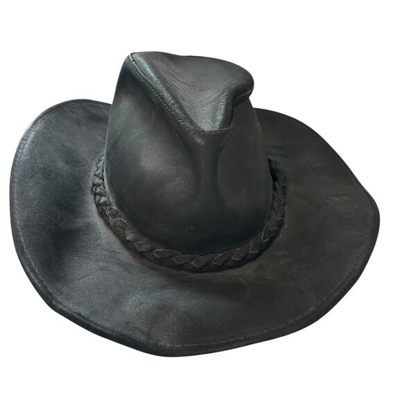 Wilsons Leather | Accessories | Vintage Wilson Hat Black Heavy Leather ...